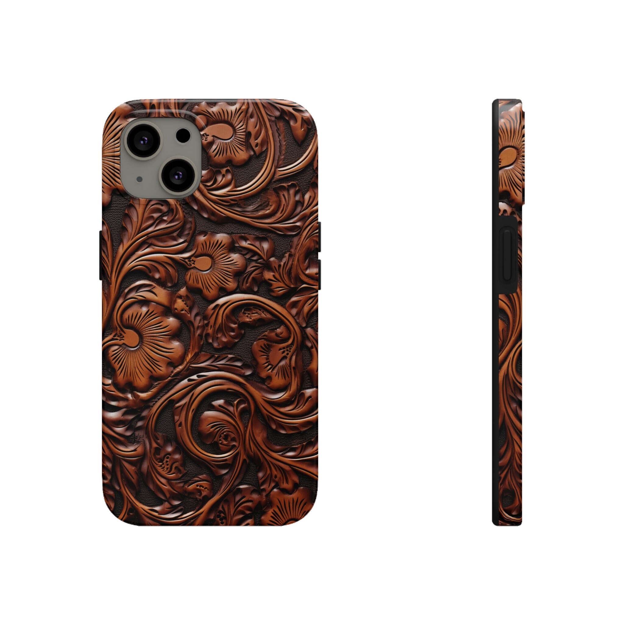 Western Cowboy Style Carved Leather Look iPhone Case Retro Samsung ...