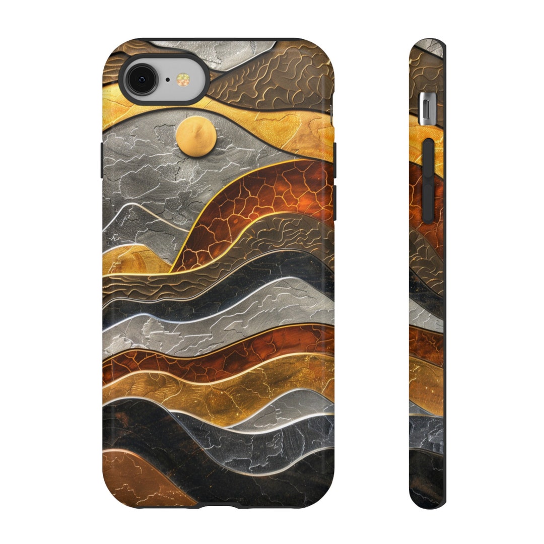 Abstract Gold and Silver Mountain Design Phone Case for iPhone 15, 14 ...