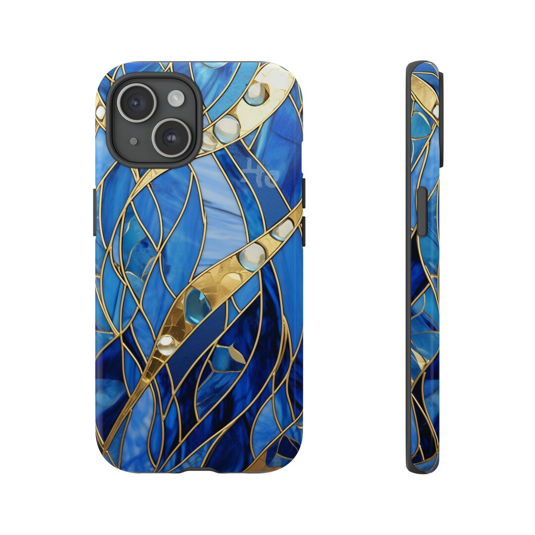 Periwinkle Stained Glass With Gold Inlay Phone Case for iPhone 15, 14 ...