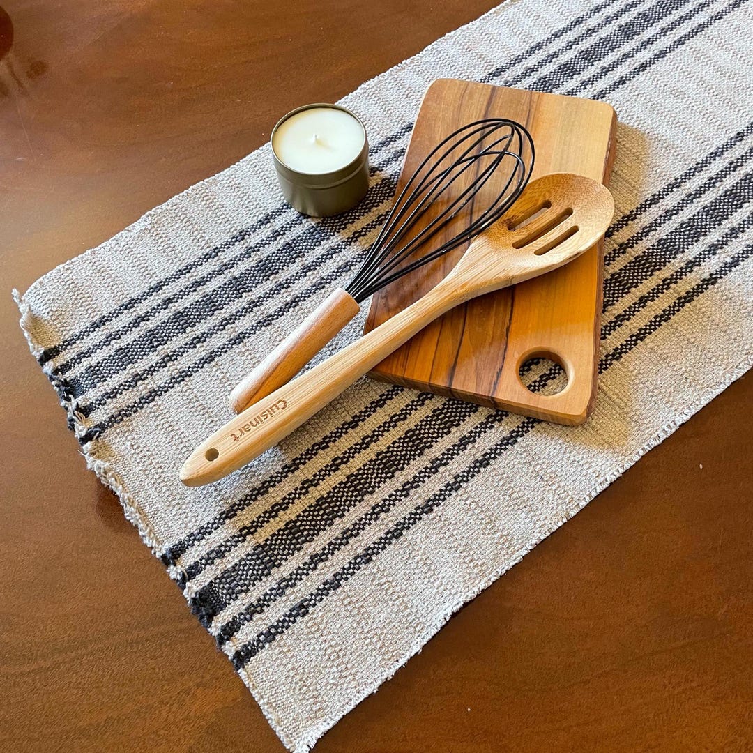 Striped Country Farmhouse Table Runner: Coffee, Taupe & Steel Blue - Etsy