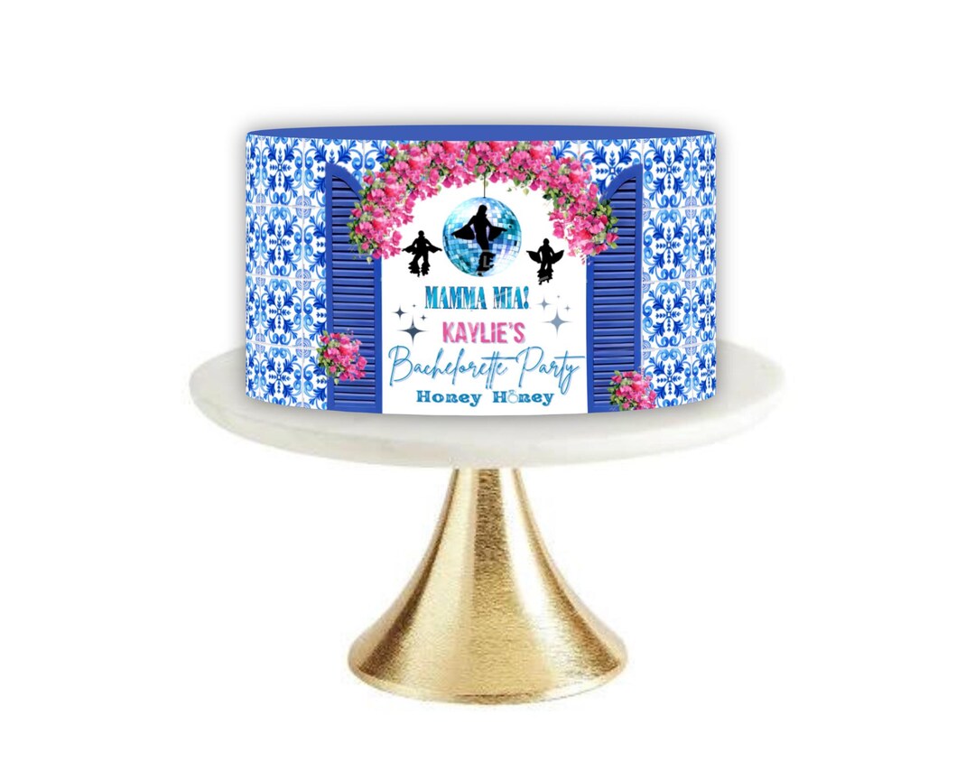 Mamma Mia-inspired Cake Wrap Dancing Queen Cake Sheets Mediterranean Edible Frosting Bridal Baby ...