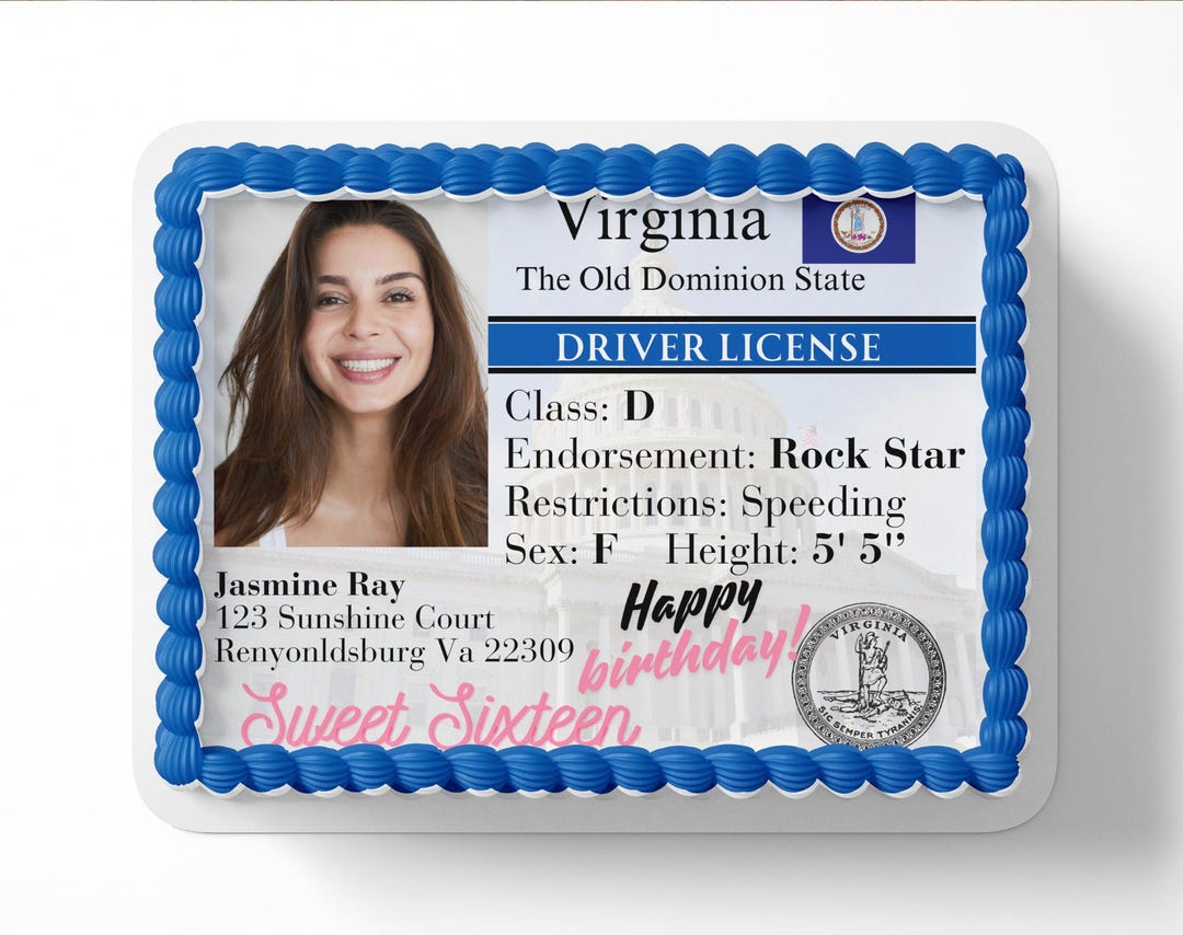 Custom Drivers License Cake Topper / Sweet 16 / Cake Topper / Sweet 16 ...