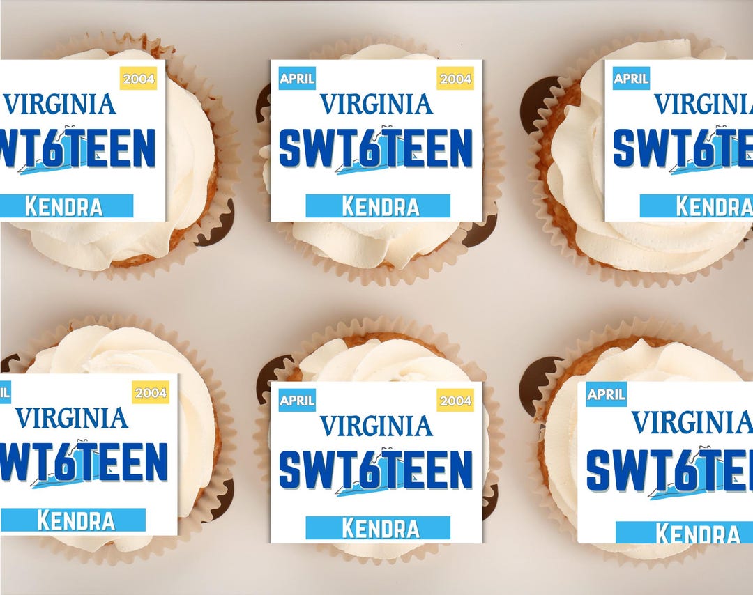 Custom License Plate Cupcake Topper / Sweet 16 / Cake Topper / Sweet 16 ...