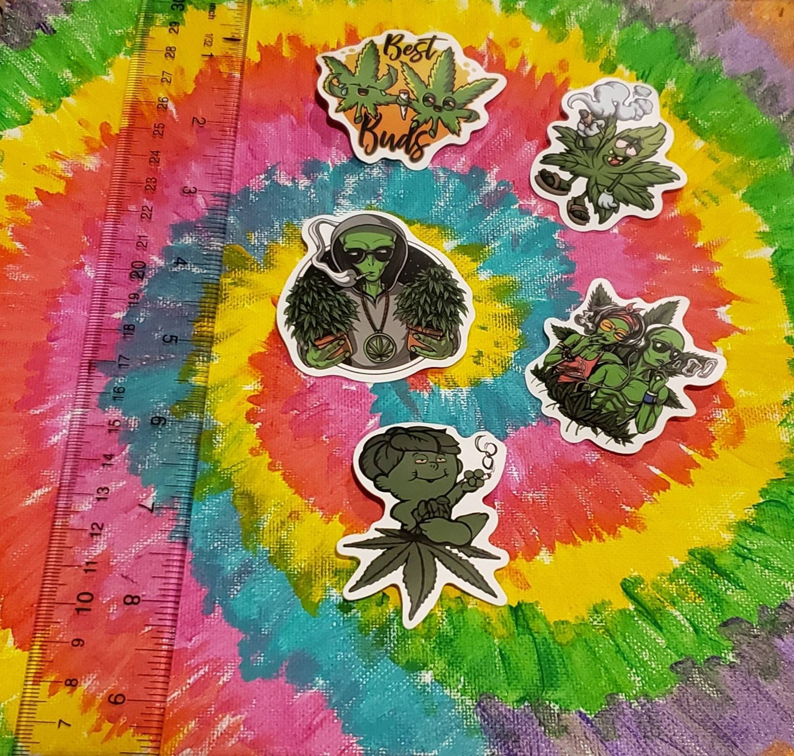 WEED STICKERS / ALIEN / hoja de marihuana / altas pegatinas / | Etsy
