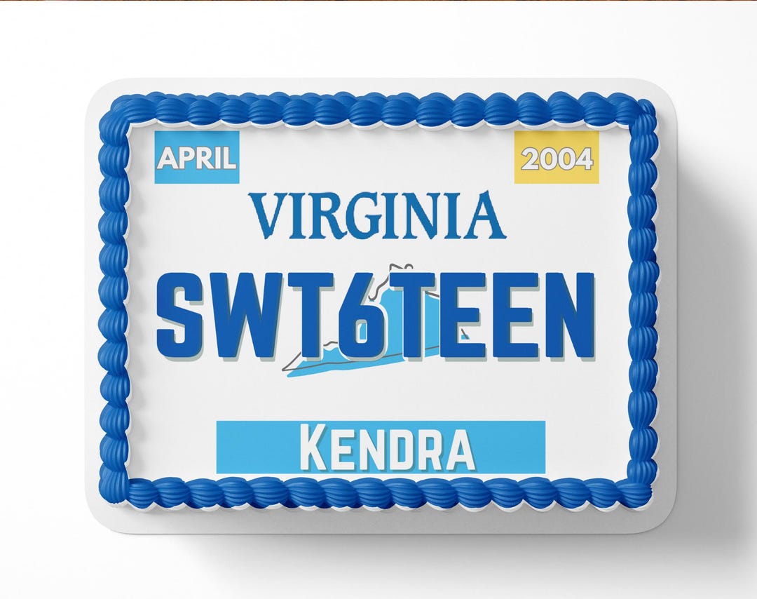 Custom License Plate Cake Topper / Sweet 16 / Cake Topper / Sweet 16 ...