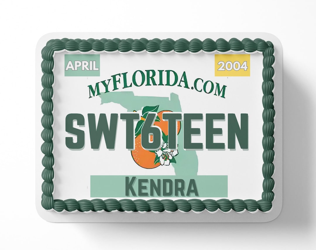Custom License Plate Cake Topper / Sweet 16 / Cake Topper / Sweet 16 ...