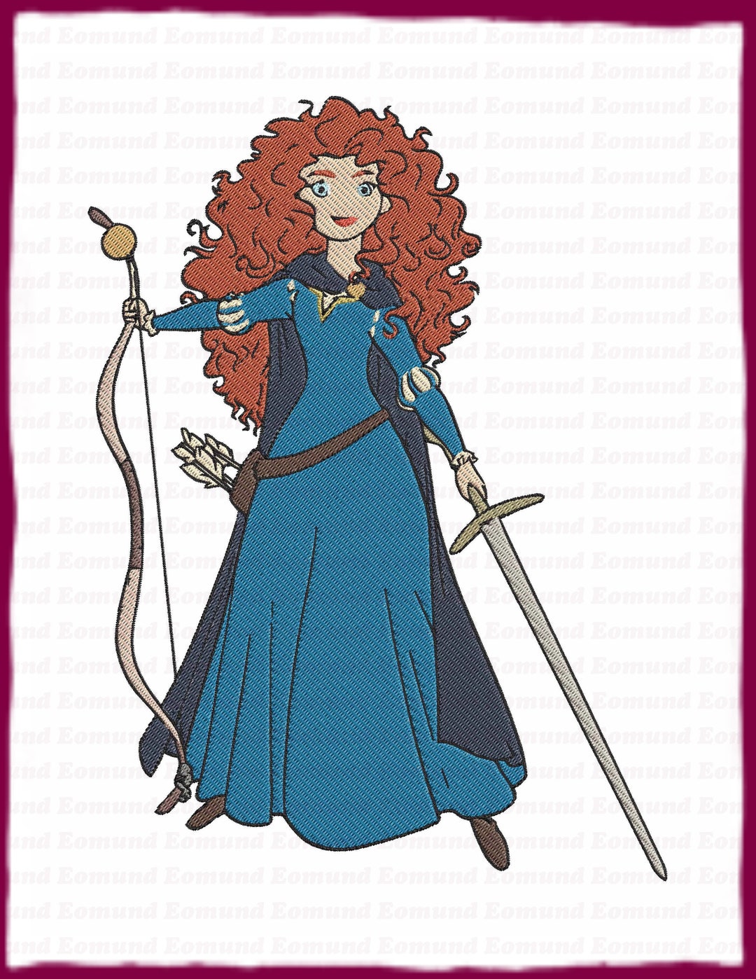Merida Brave Filled Embroidery Design 1 - Instant Download - Etsy