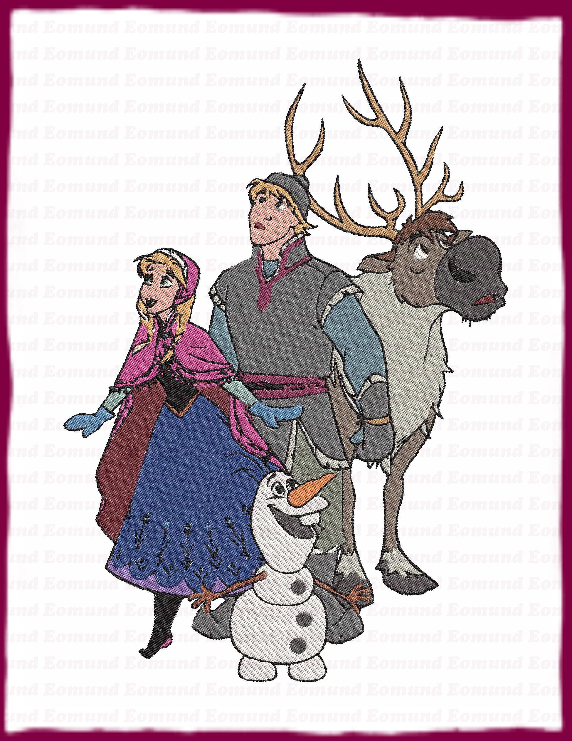 Anna With Friends Frozen Filled Embroidery Design 1 - Instant Download ...