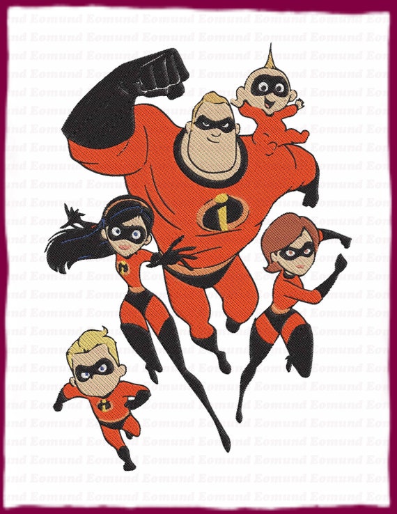 Bob Parr and Friends Incredibles Filled Embroidery Design 1 - Etsy