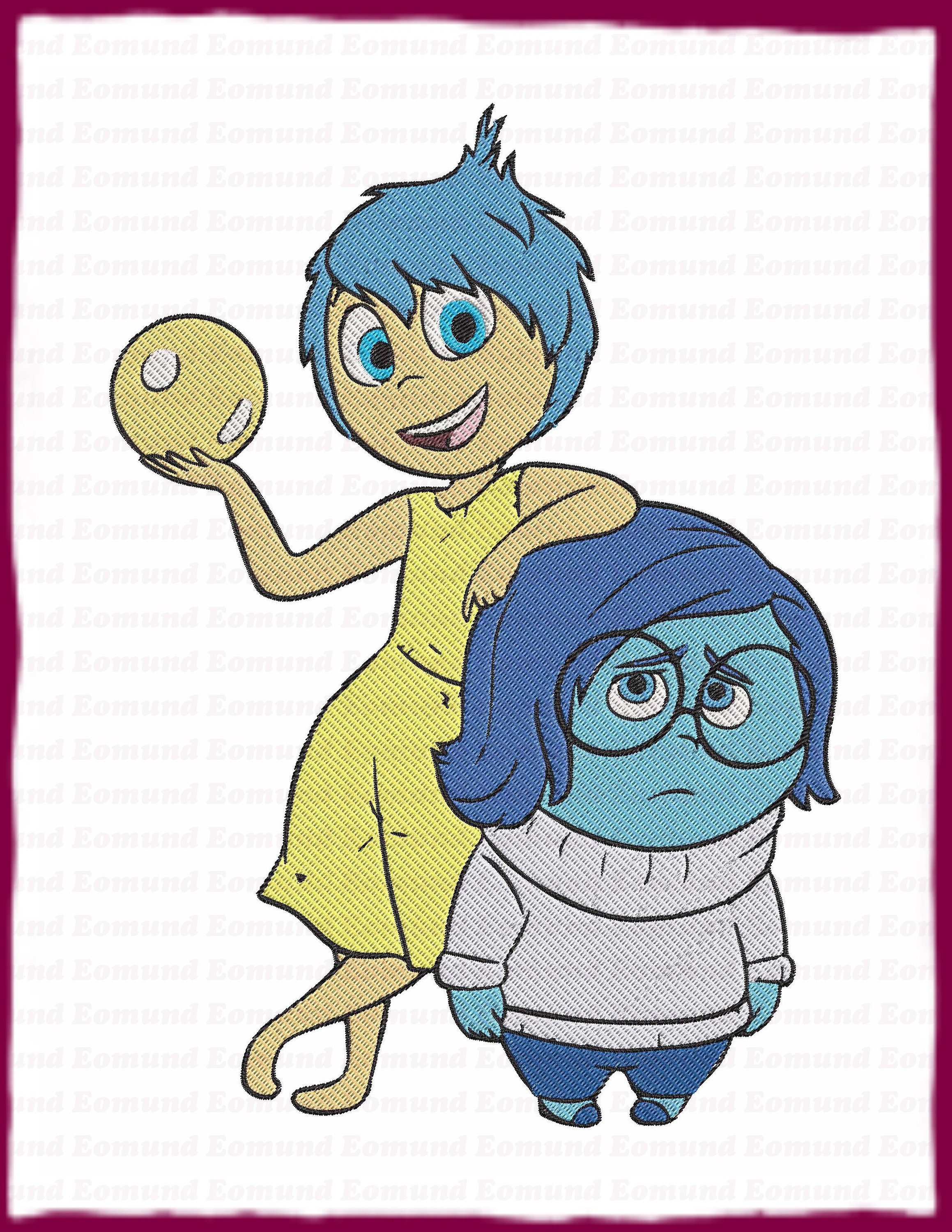 Joy and Sadness Inside Out Filled Embroidery Design 2 Instant Download ...