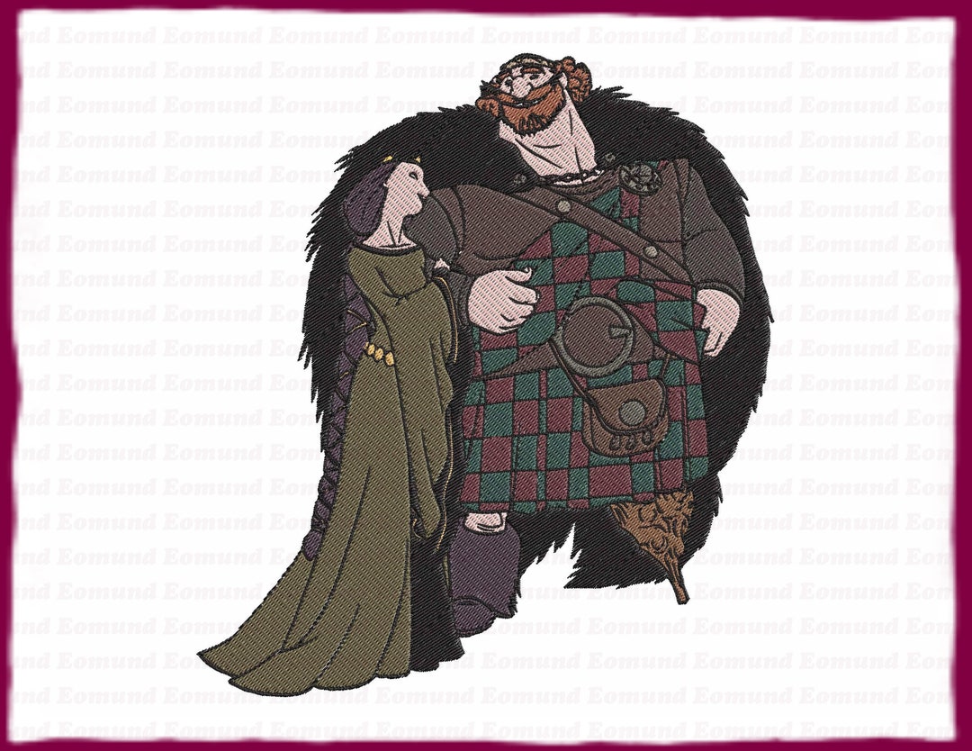 King Fergus With Queen Elinor Brave Filled Embroidery Design - Instant ...