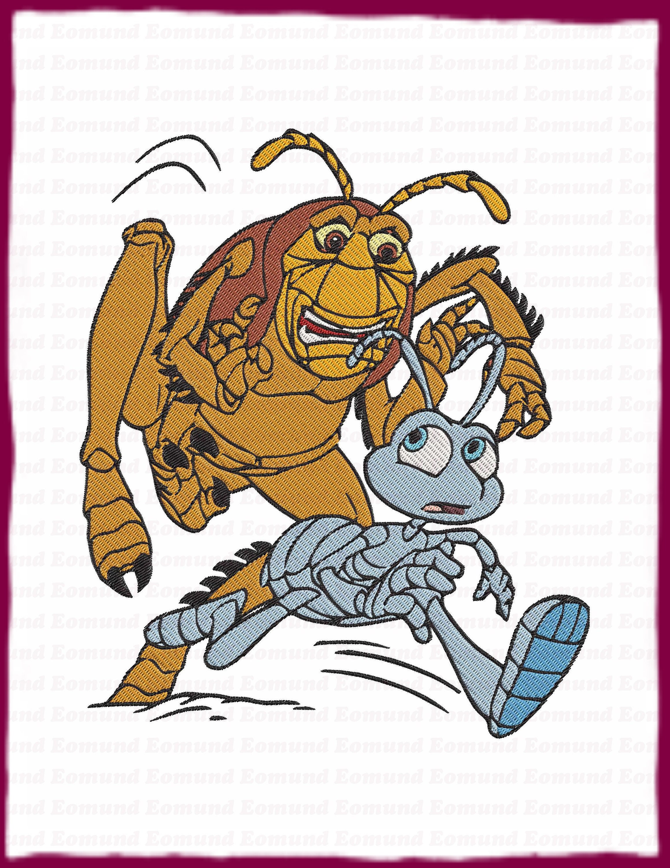 Flik With Hopper A Bugs Life Filled Embroidery Design 3 | Etsy