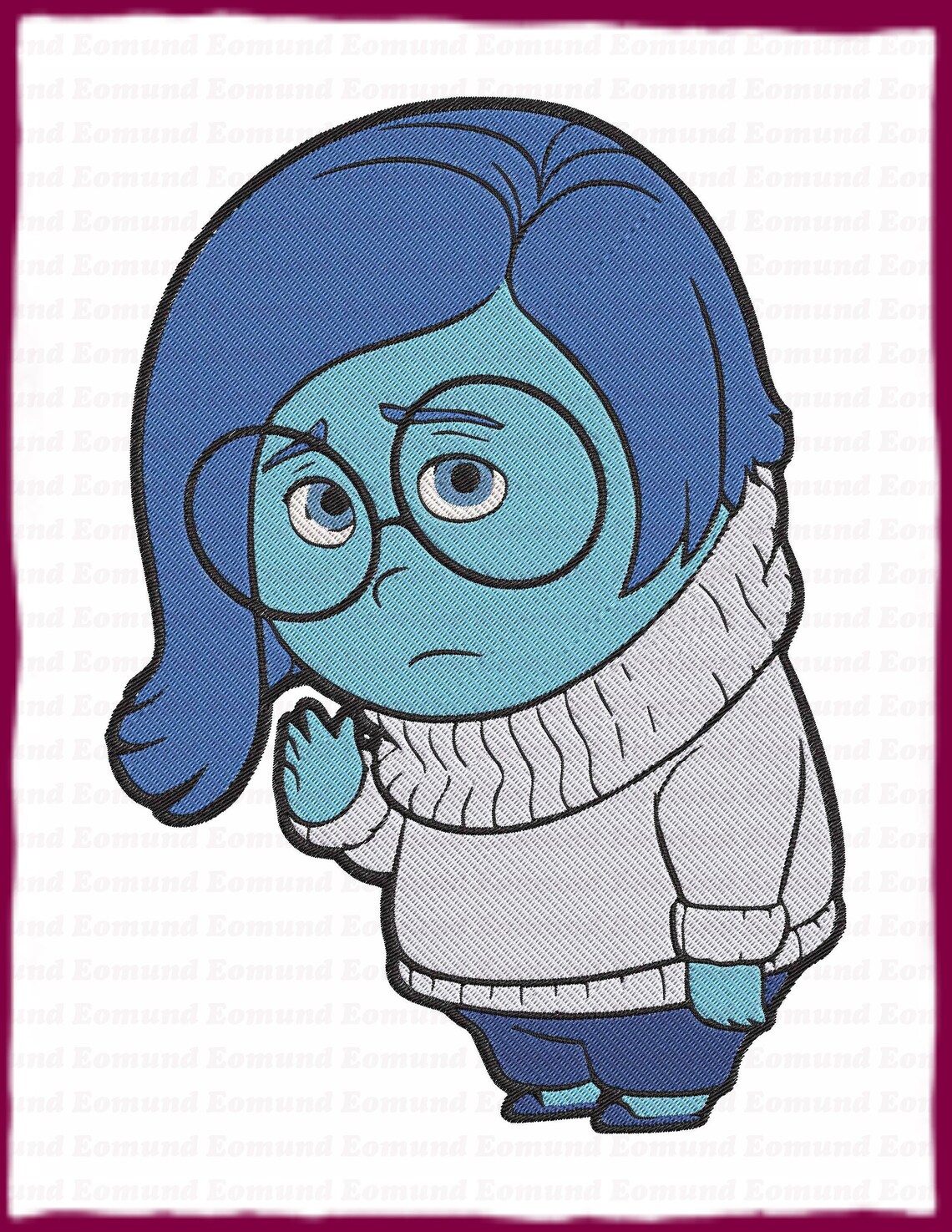 Sadness Inside Out Filled Embroidery Design 5 - Instant Download - Etsy