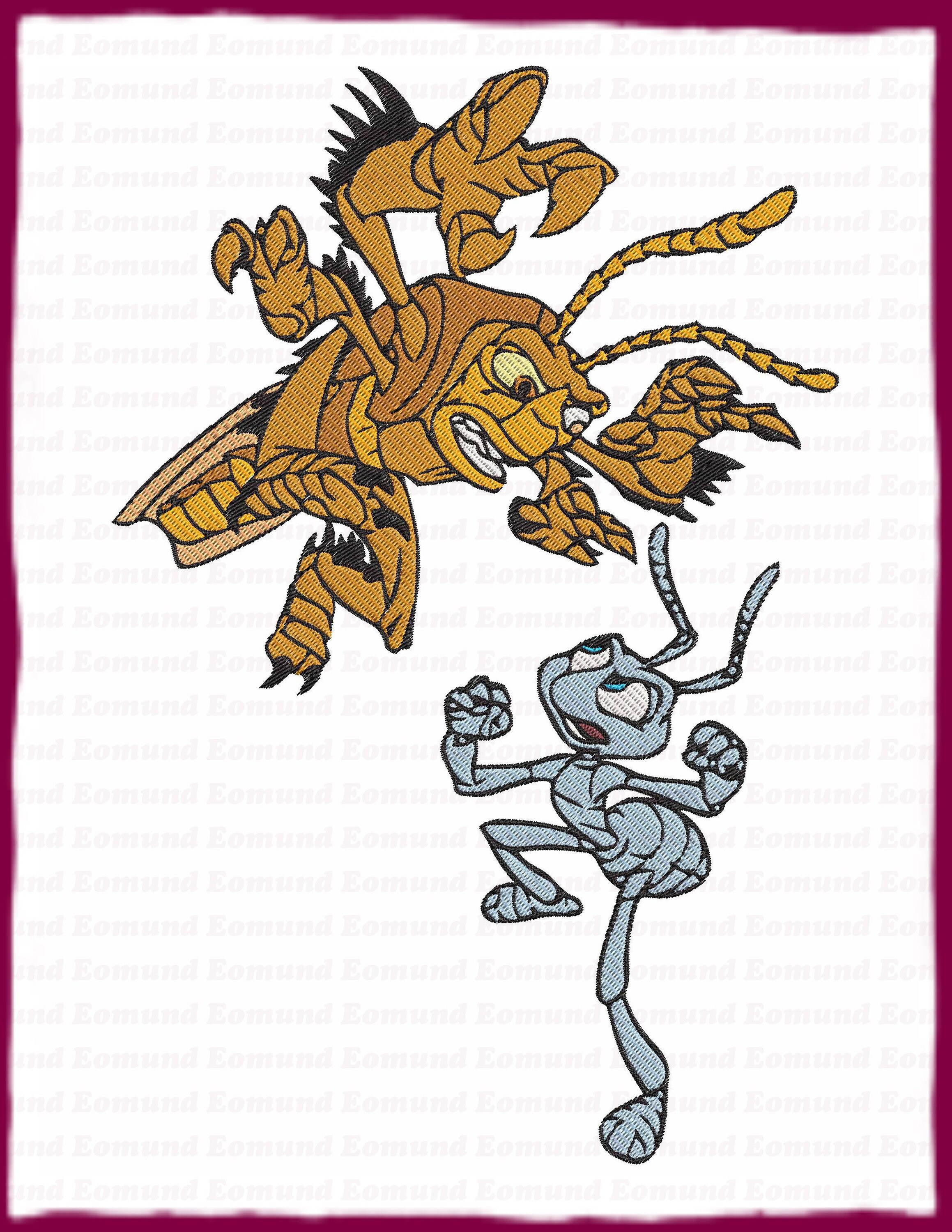 Flik With Hopper A Bugs Life Filled Embroidery Design 4 Instant ...