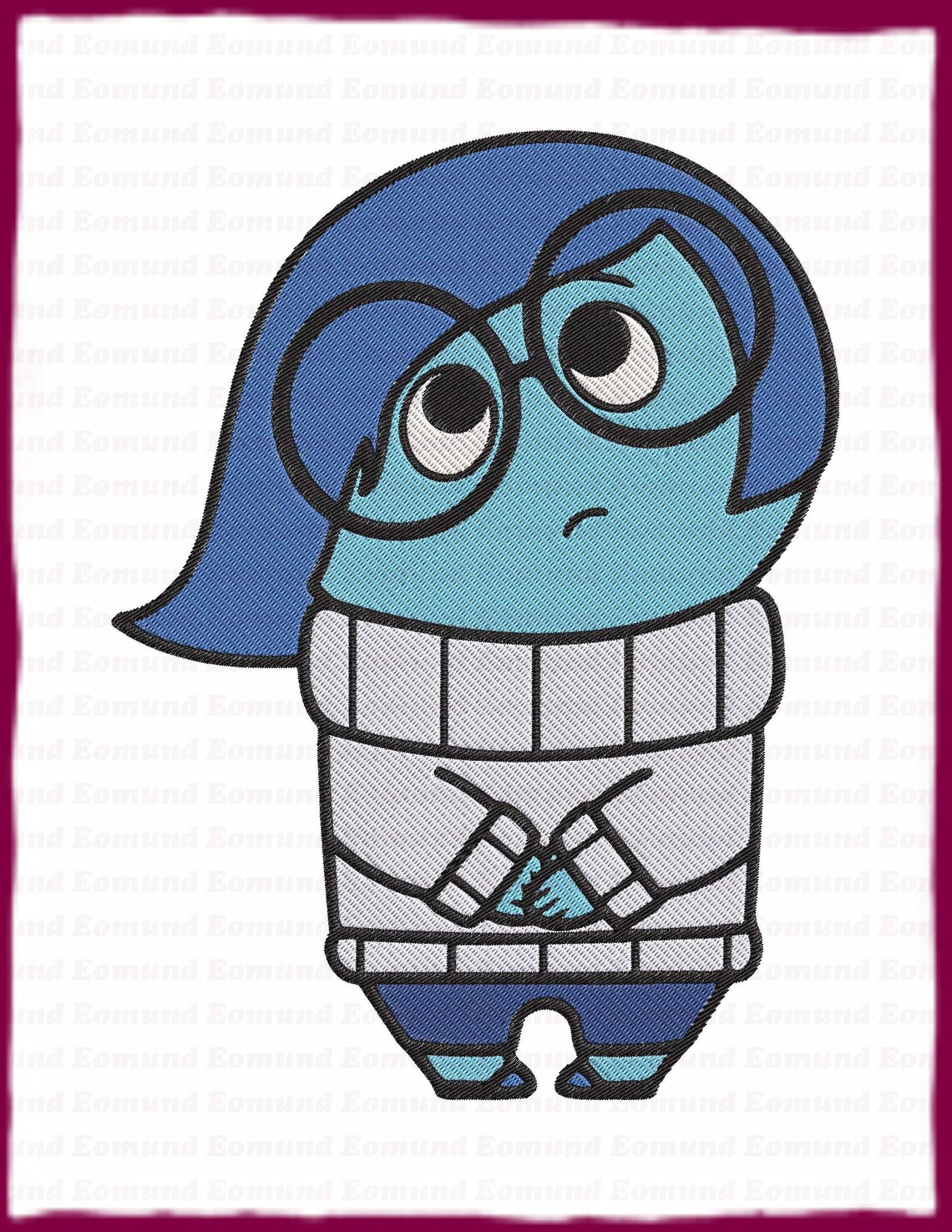 Sadness Inside Out Filled Embroidery Design 6 - Instant Download - Etsy