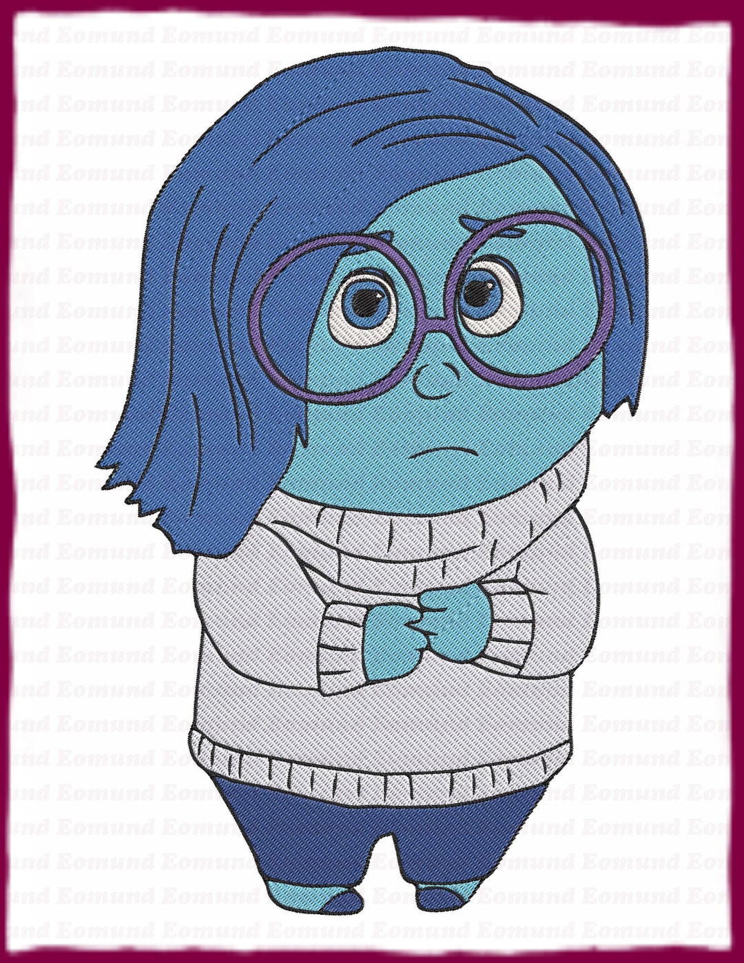 Sadness Inside Out Filled Embroidery Design 4 - Instant Download - Etsy