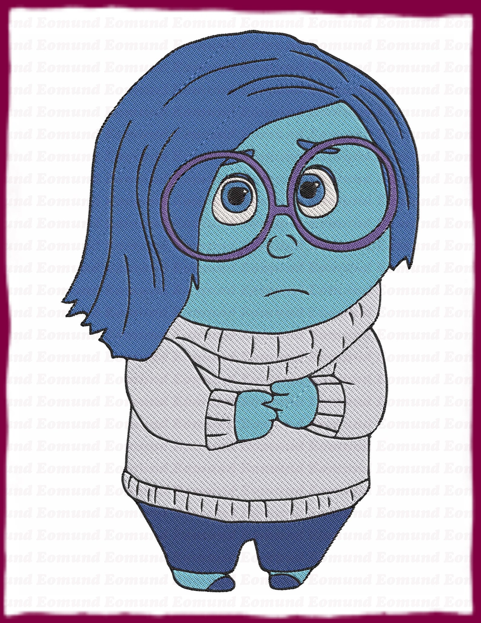 Sadness Inside Out Filled Embroidery Design 4 - Instant Download - Etsy