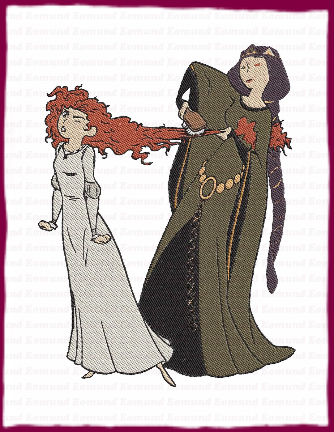 Merida and Queen Elinor Brave Filled Embroidery Design 1 - Instant ...