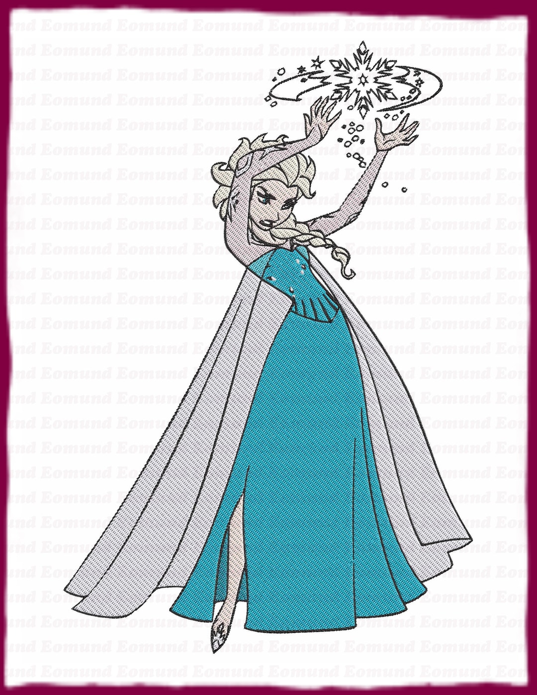 Elsa Frozen Filled Embroidery Design 2 - Instant Download - Etsy