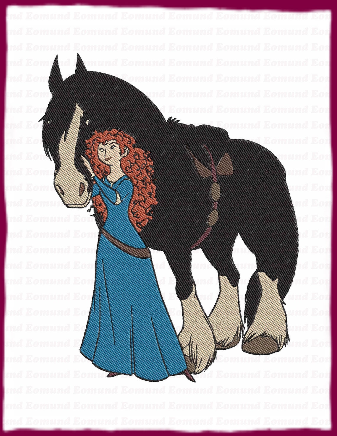 Merida With Angus Brave Filled Embroidery Design 1 Instant Download - Etsy
