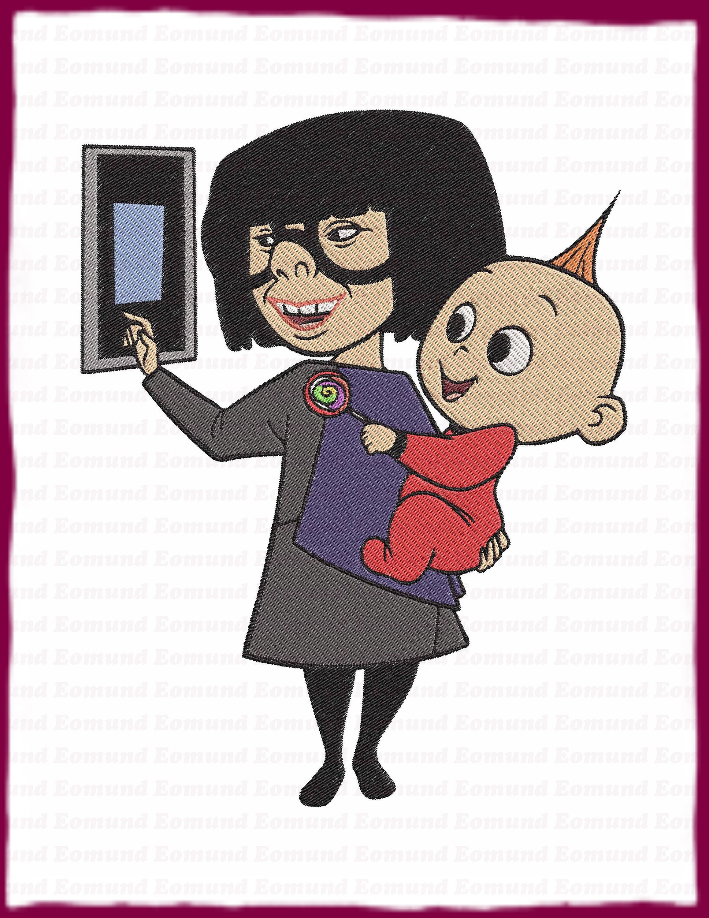 Jack Jack Parr and Edna Mode Incredibles Filled Embroidery Design ...