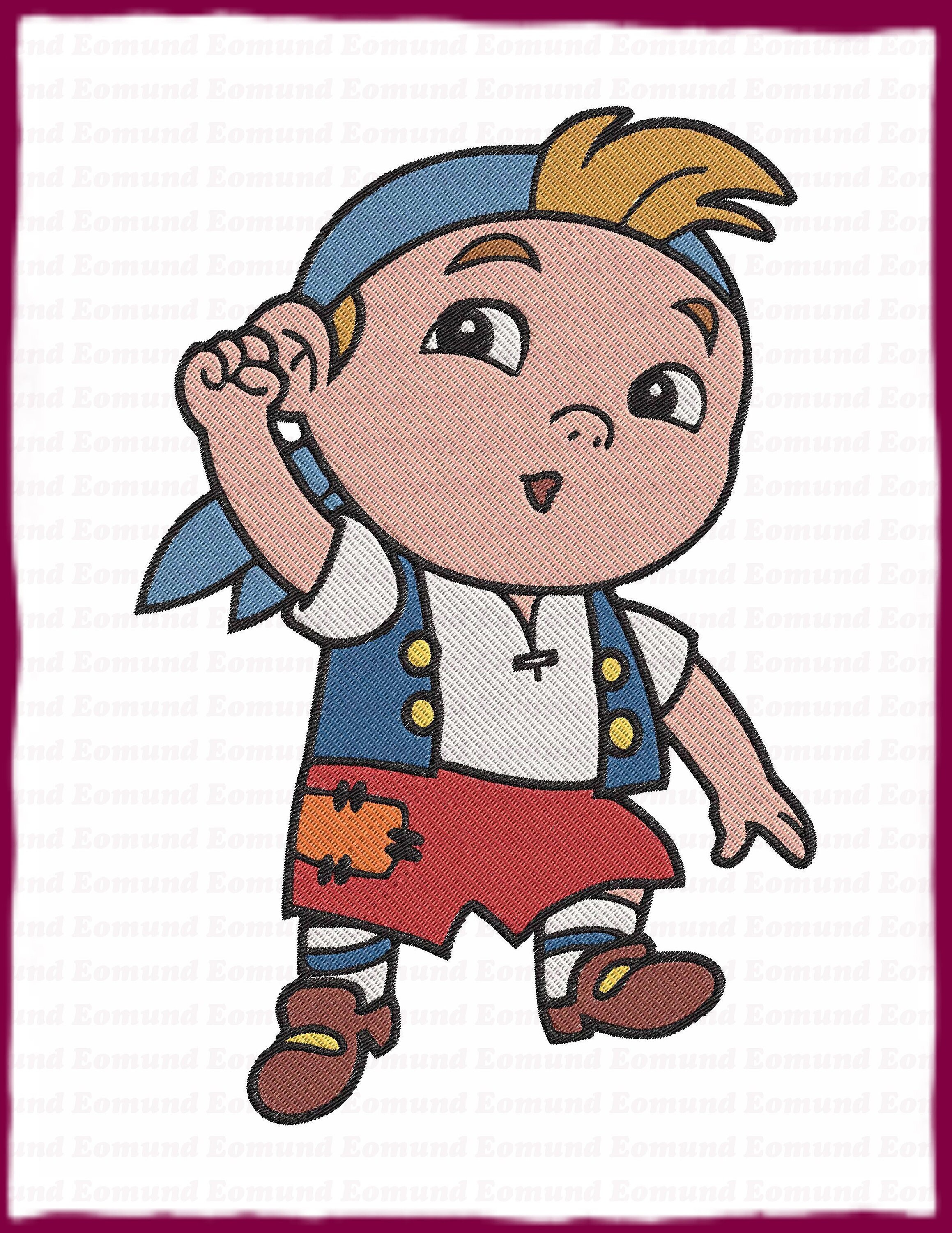 Cubby Jake and the Never Land Pirates Fill Embroidery Design 2 Instant ...