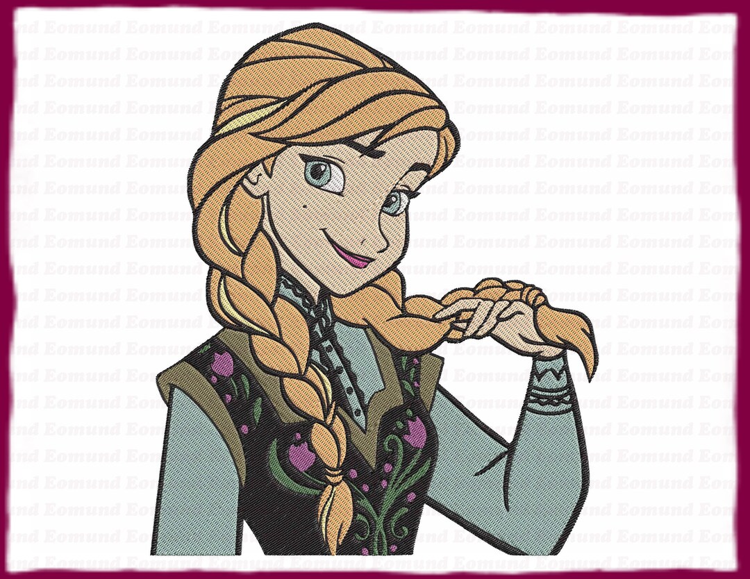Anna Braids Frozen Filled Embroidery Design 2 - Instant Download - Etsy