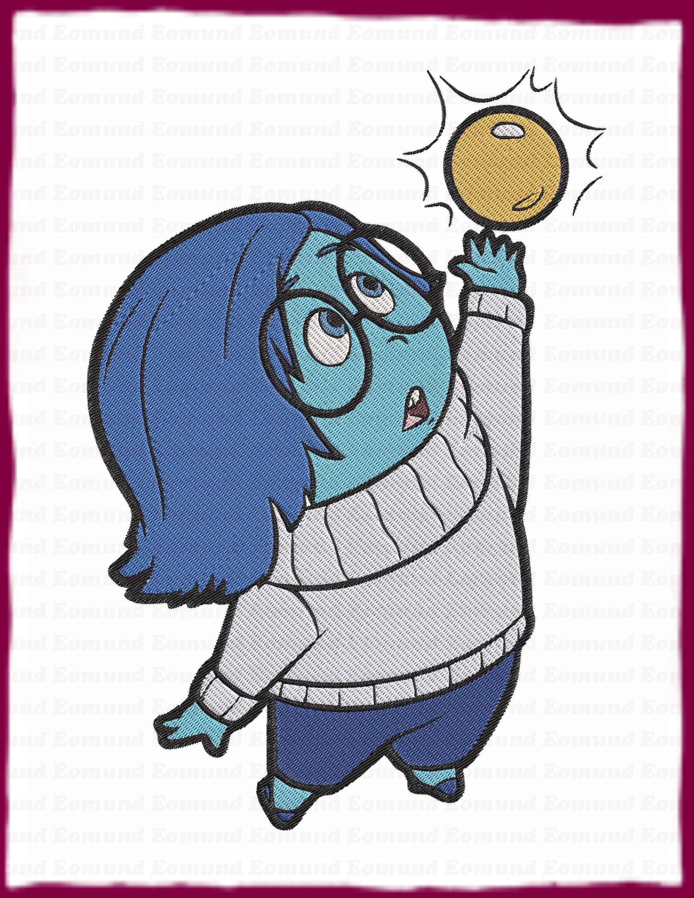 Sadness Inside Out Filled Embroidery Design 2 - Instant Download - Etsy