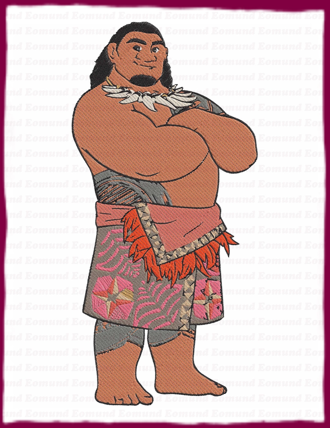 Chief Tui Moana Filled Embroidery Design - Instant Download - Etsy