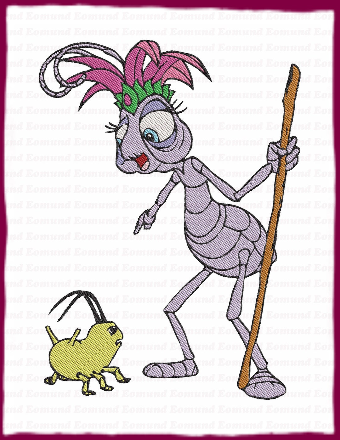 The Queen and Aphie A Bugs Life Filled Embroidery Design - Instant ...