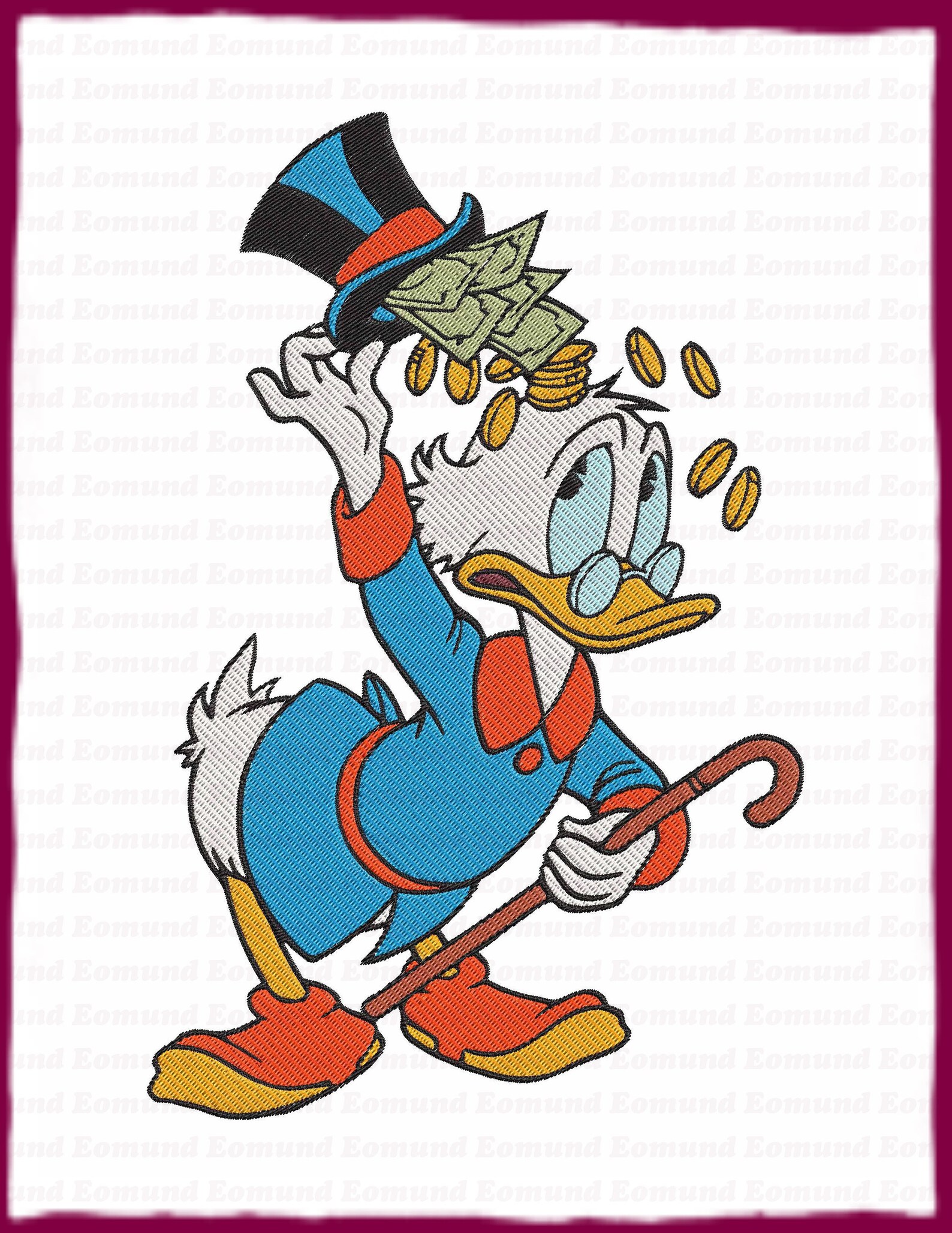 Scrooge McDuck Ducktales Fill Embroidery Design 3 Instant | Etsy