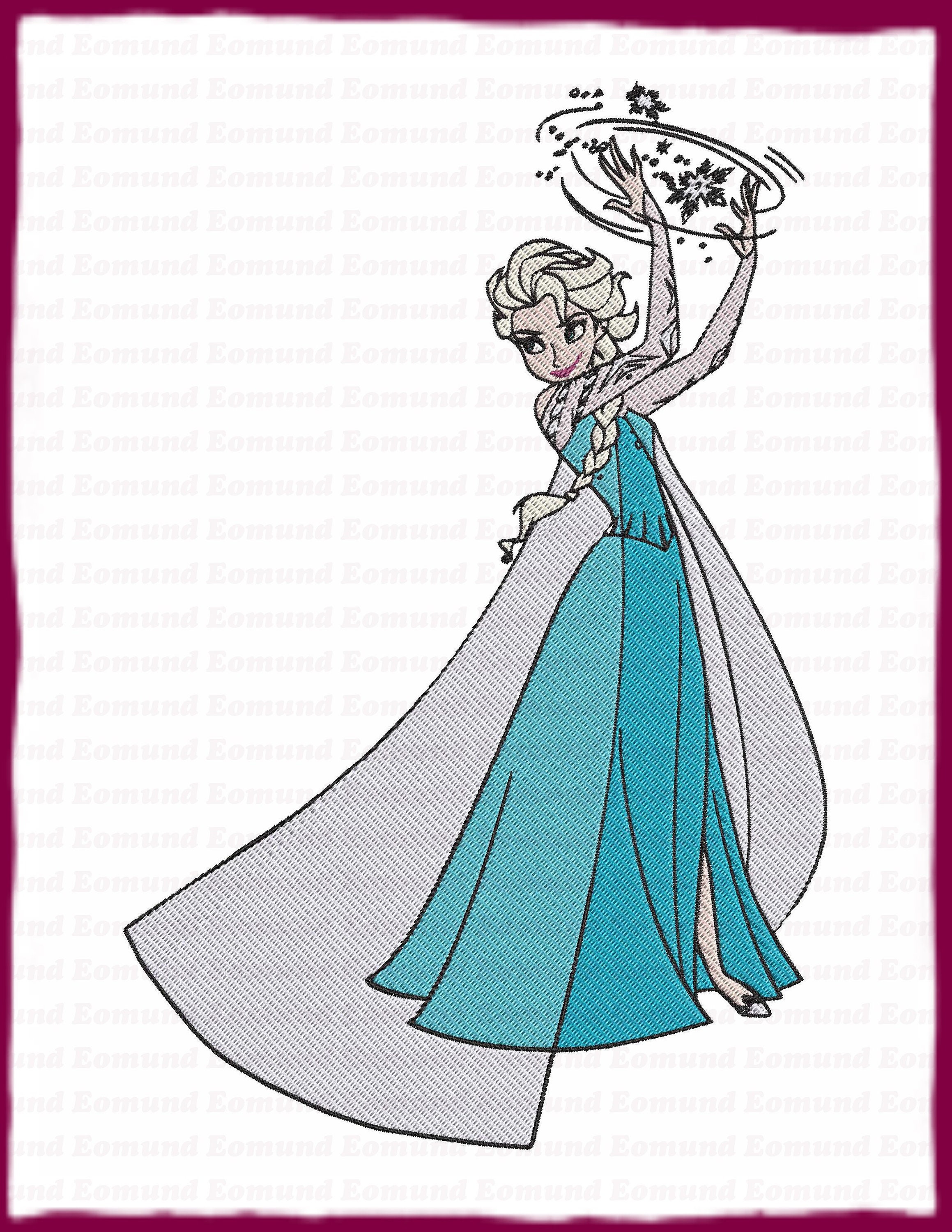 Elsa Frozen Filled Embroidery Design 13 Instant Download - Etsy