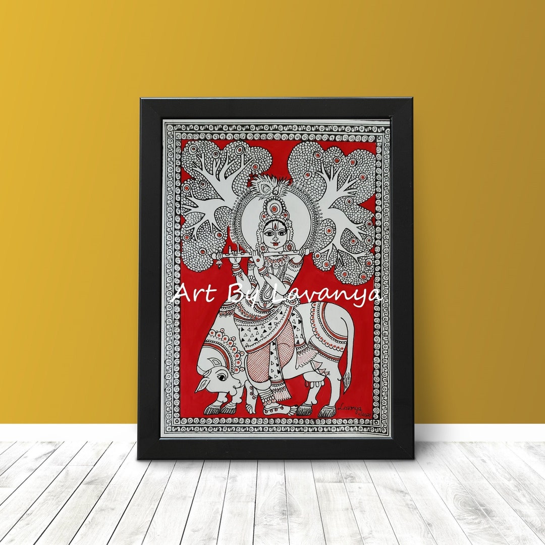 Lord Shri Krishna - Kalamkari Painting- Wall Decor - Indian Folk Art - Etsy