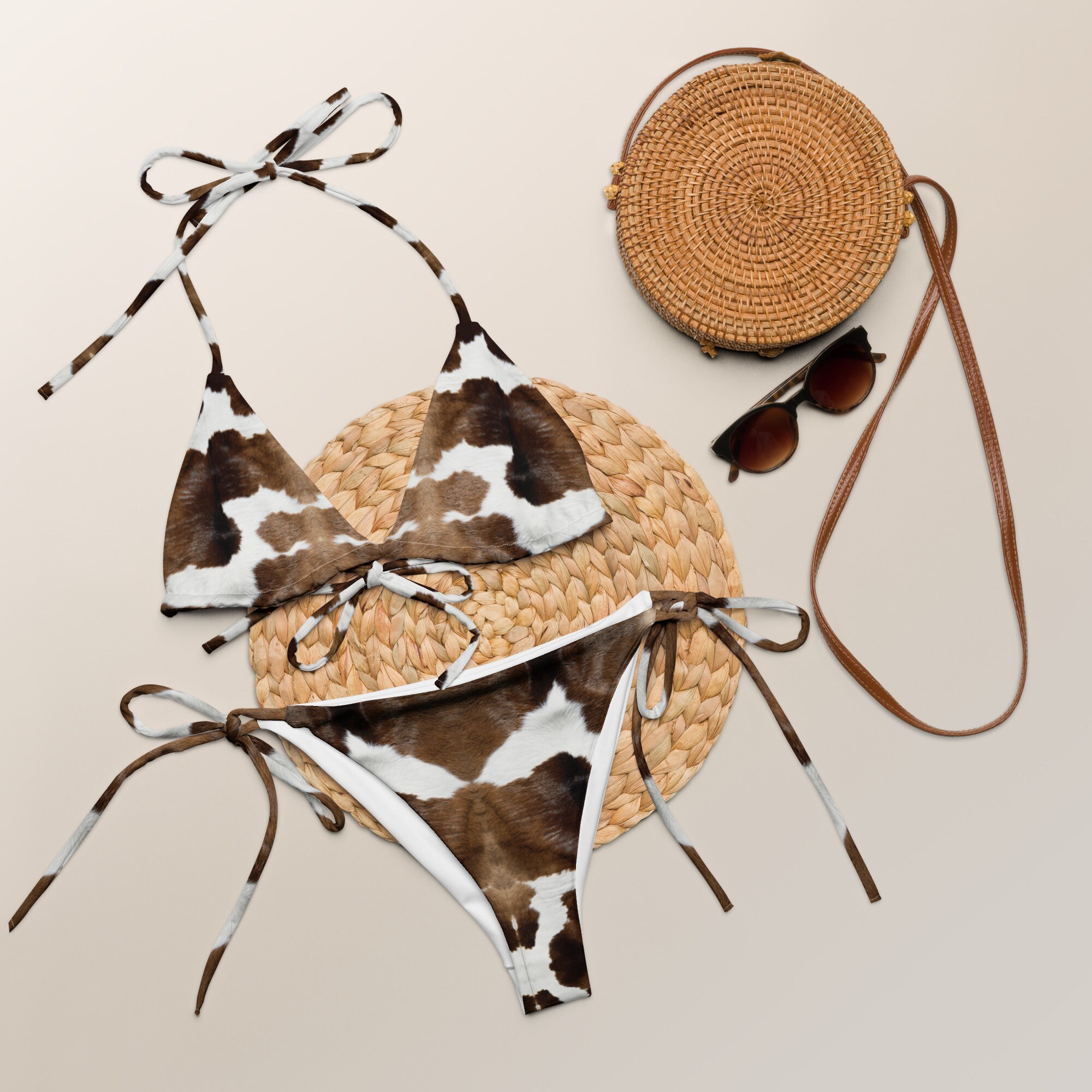 Cow Print String Bikini Extended Sizes 2XS 6XL - Etsy