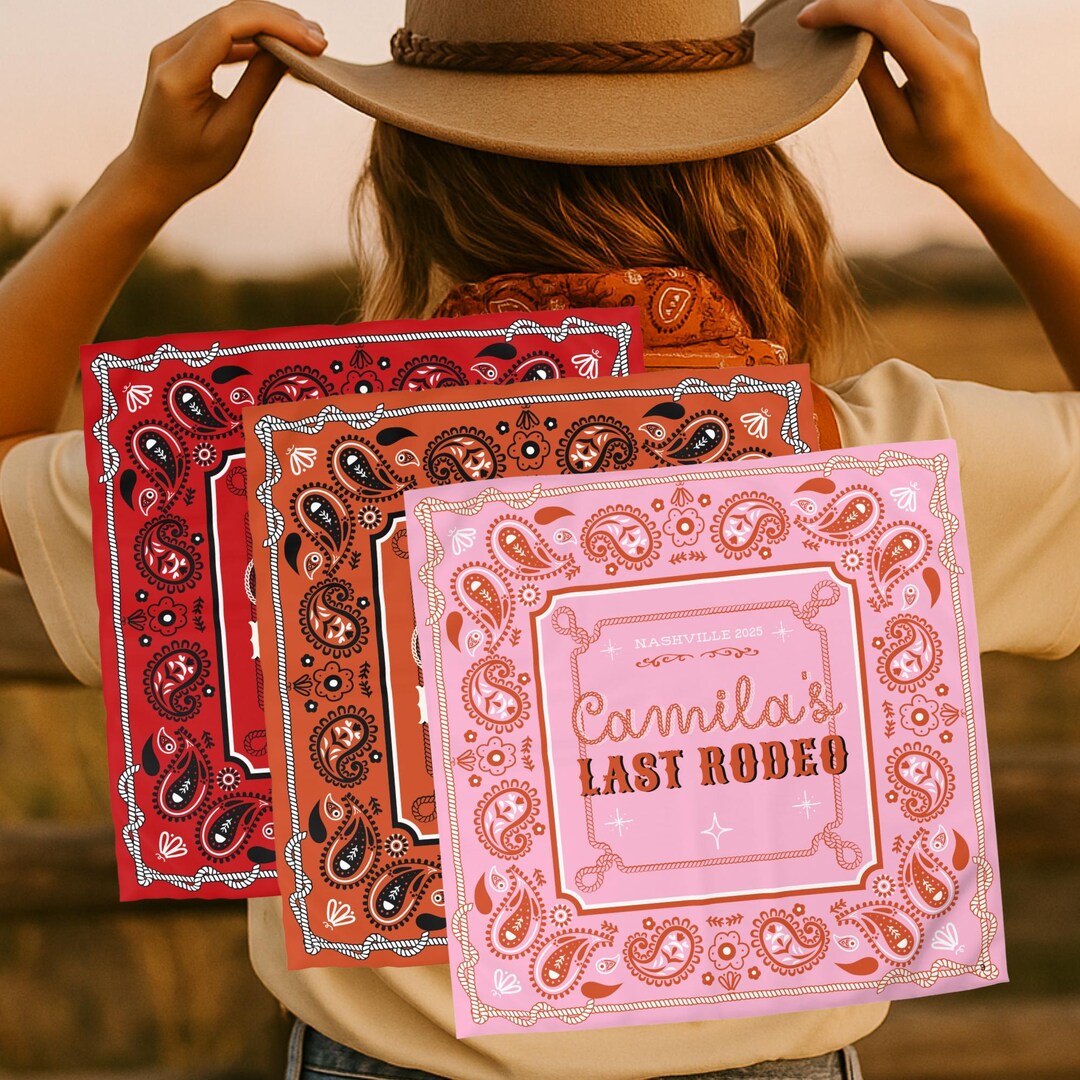 Custom Last Rodeo Bachelorette Scarf Bandana, Personalized Cowgirl ...