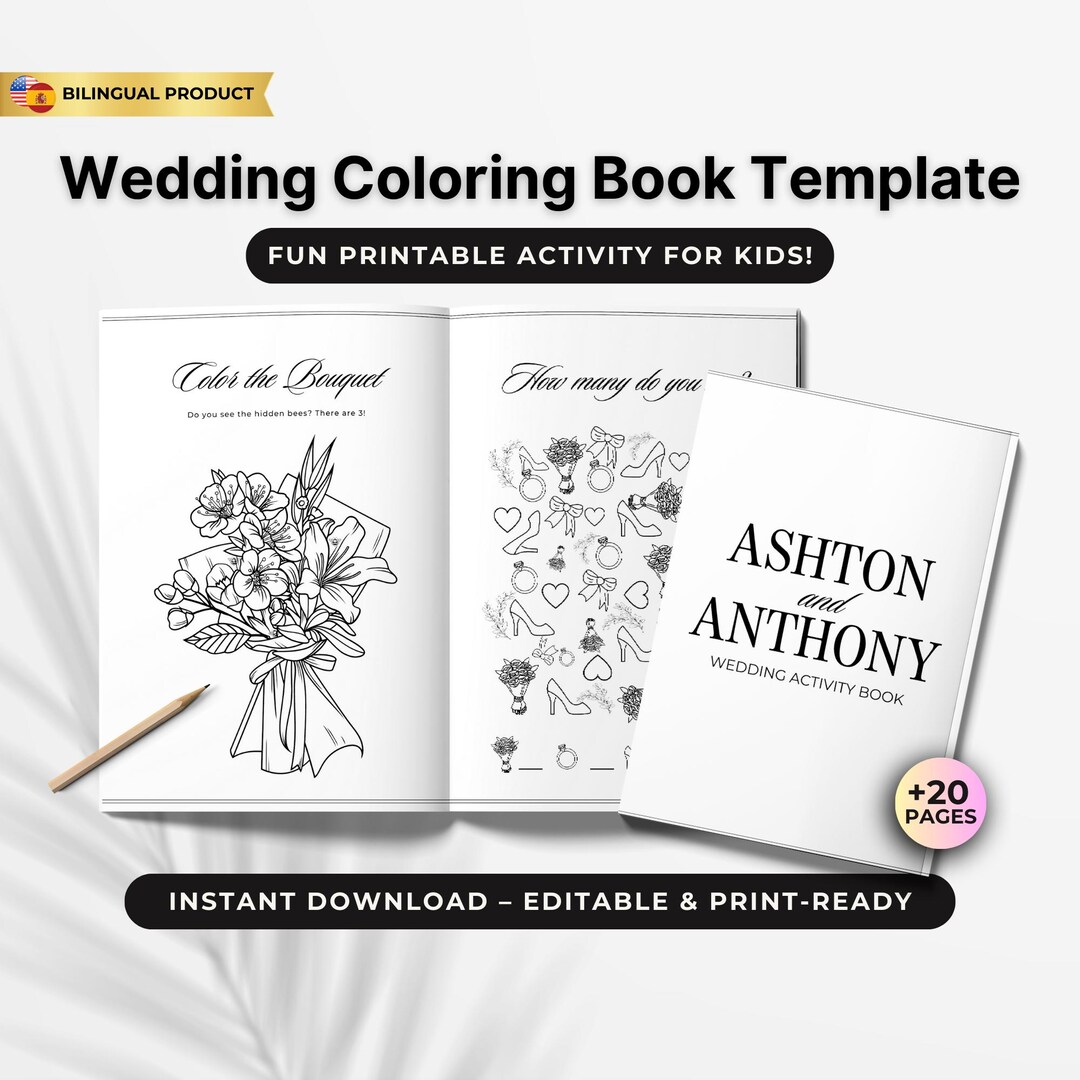 Wedding Coloring Book, Printable Kids Activity for Weddings, Fun ...