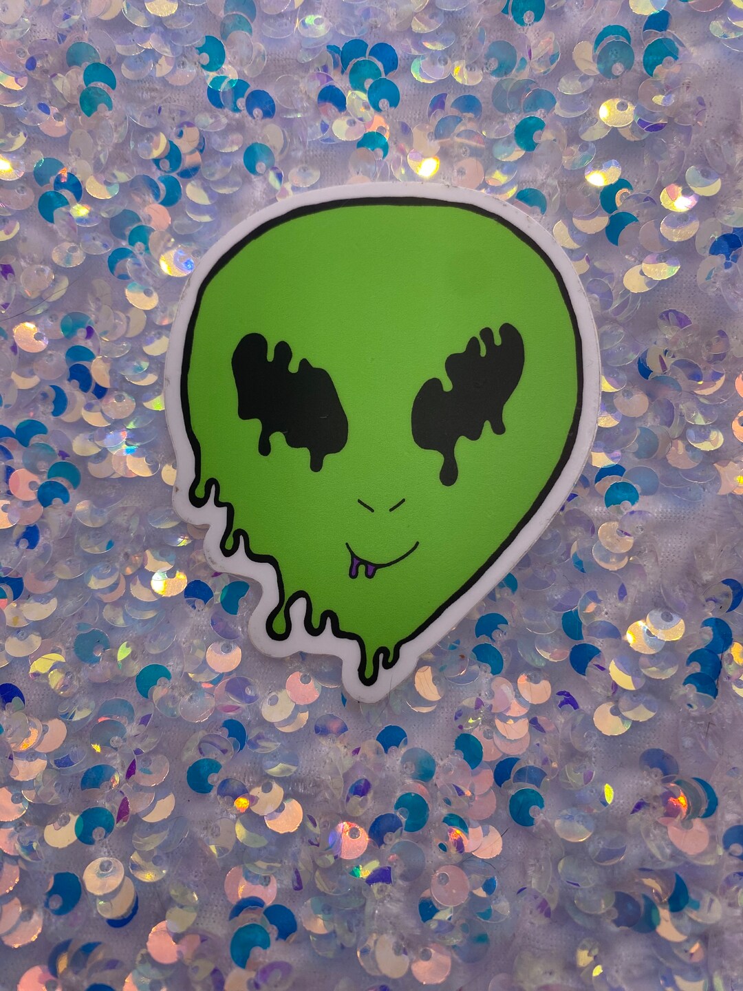 Drippy Alien Vinyl Sticker - Etsy