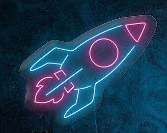 Neon Rocket Ship - Etsy