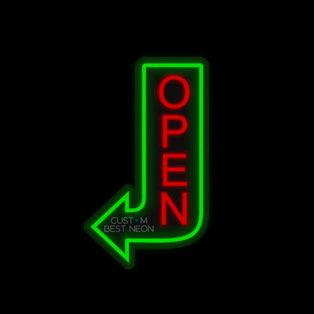 OPEN Signage Vertical With Arrow LED Neon Sign Open Signage - Etsy