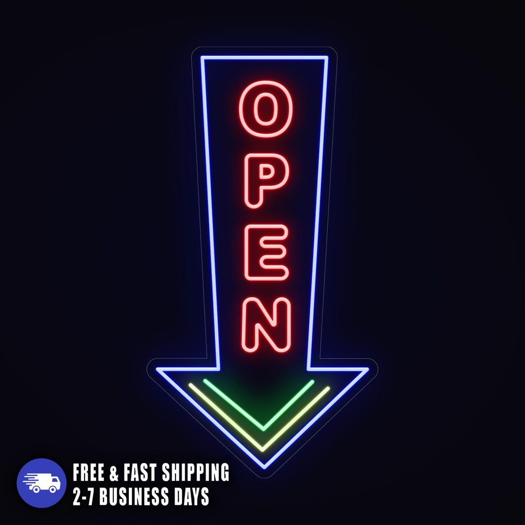 Vertical OPEN NEON SIGN for Business, Outdoor Led Open Event Signage ...
