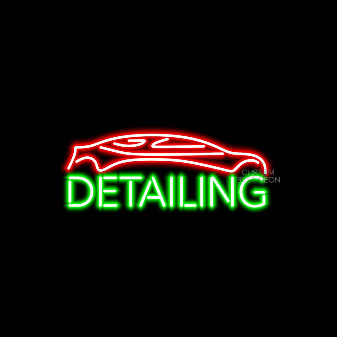 Car Detailing Neon Sign Garage, Car Wash Light Sign Wall Decor ...