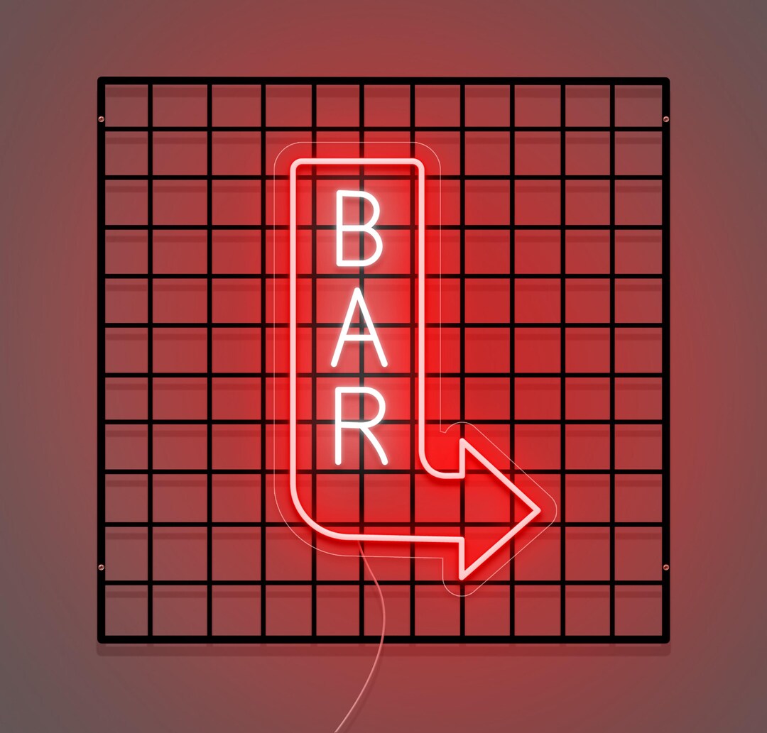 Neon Outdoor Bar Arrow Sign, LED Neon Sign for Businesses, Large Arrow ...