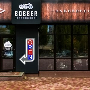 Neon Open Sign Vertical for Barbershop, LED Wall Decor Barber Shop ...