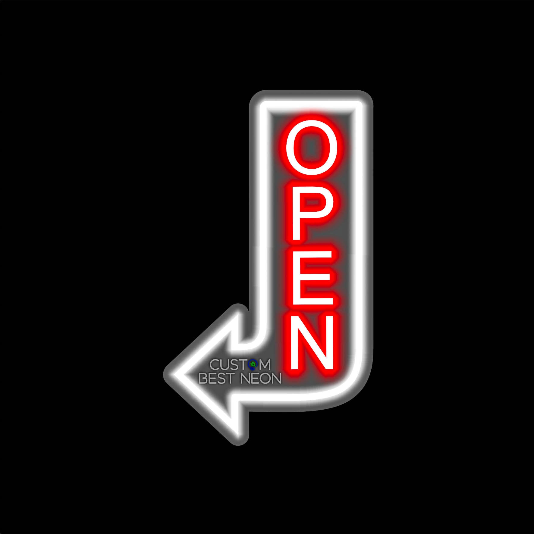 Vertical Open Neon Sign With Arrow for Business, Outdoor Open Sign Bar ...
