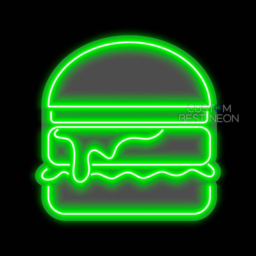 Burger Neon Sign Outdoor Business Signs, Hamburger Neon Sign Custom LED ...