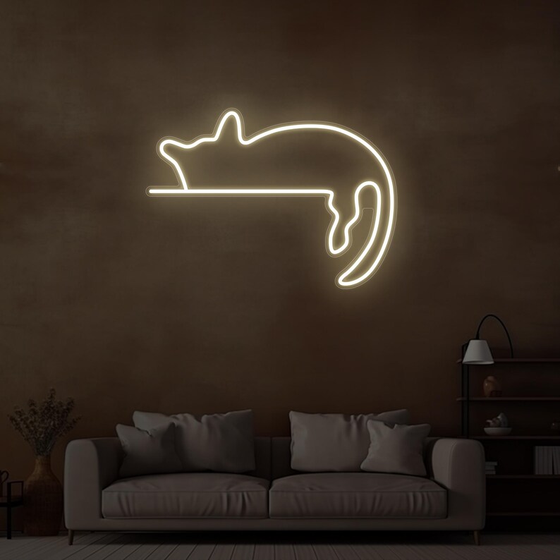 Relaxed Cat Neon Sign, Cat Led Sign, Custom Neon Sign, Bar Pub Led ...