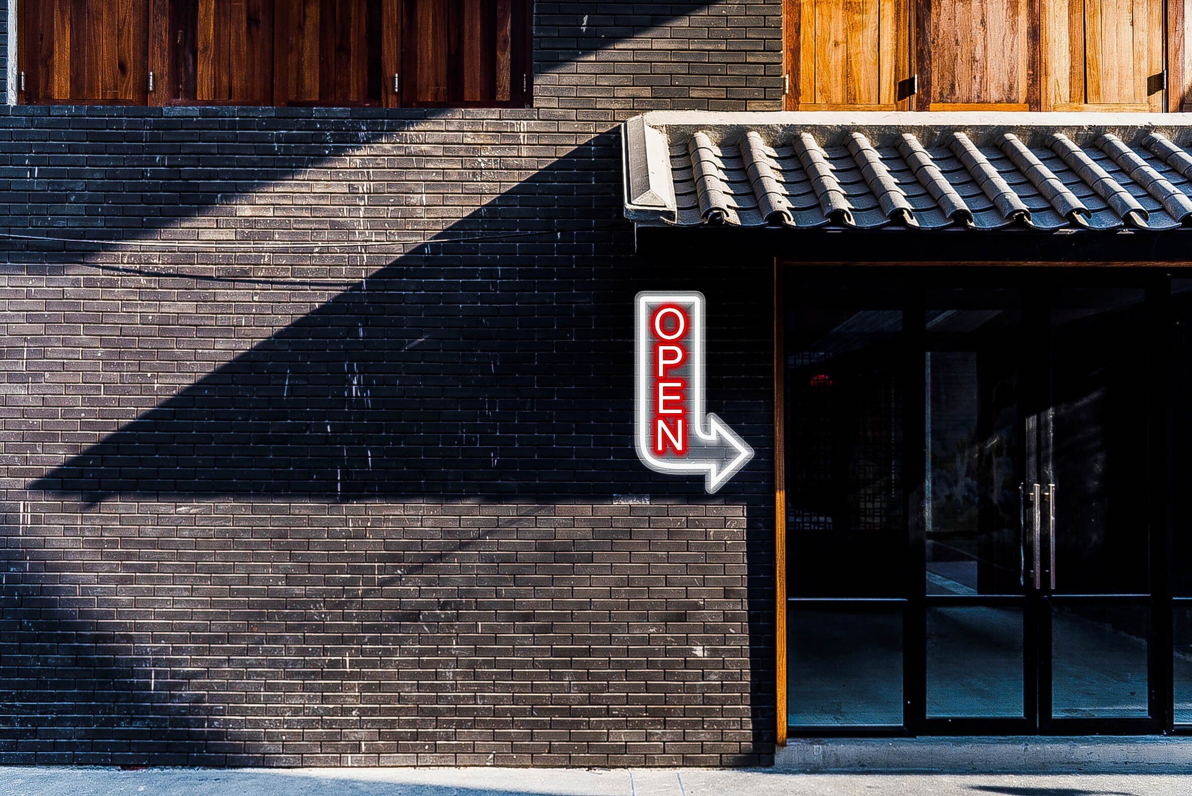 Light up Arrow Sign Vertical Open Sign Neon Light, Storefront Signage ...