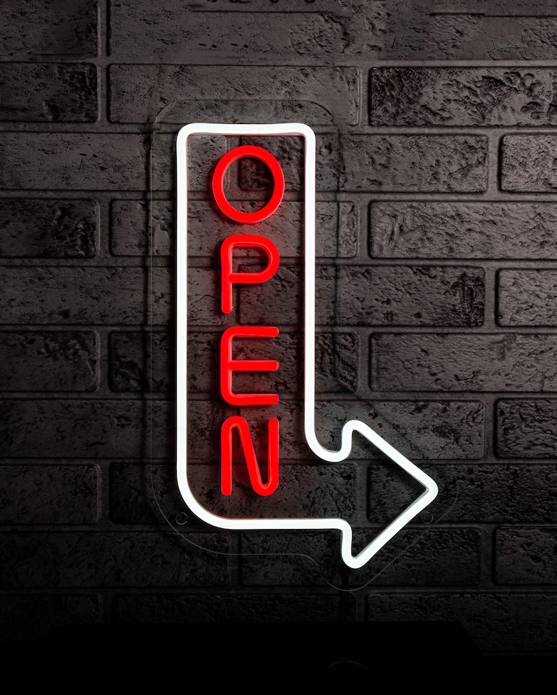 Vertical Arrow Led Open Sign Outdoor, Restaurant Bar Signage Arrow ...
