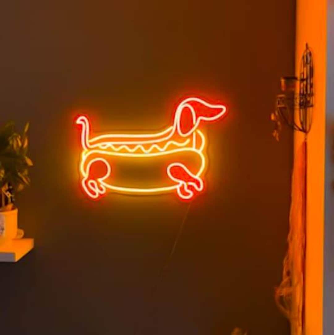 Custom Dog Neon Sign, Sausage Dog Wall Decor, Dachshund Led Lighted ...