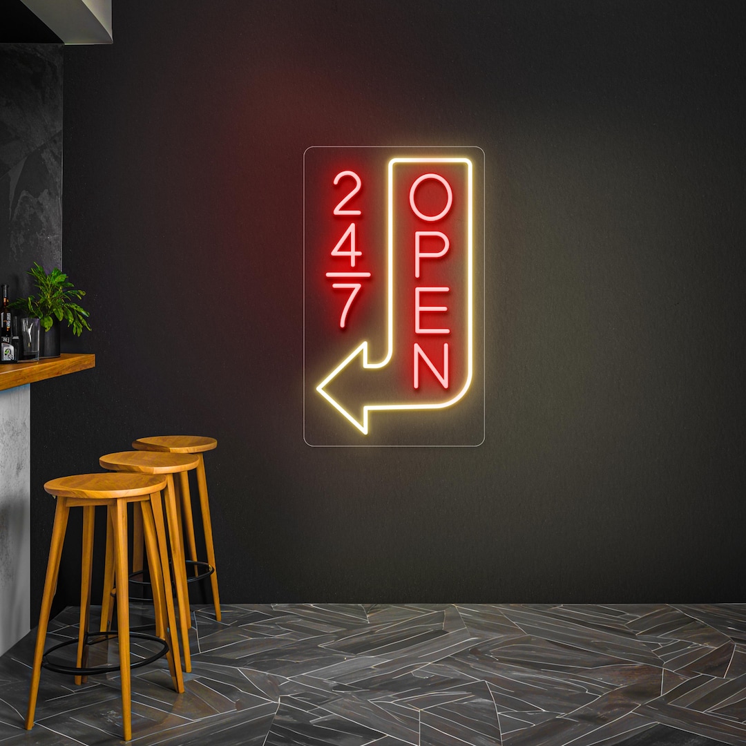 Vertical Bar Open Neon Sign, Led Open Restaurant Neon Sign, Exterior ...